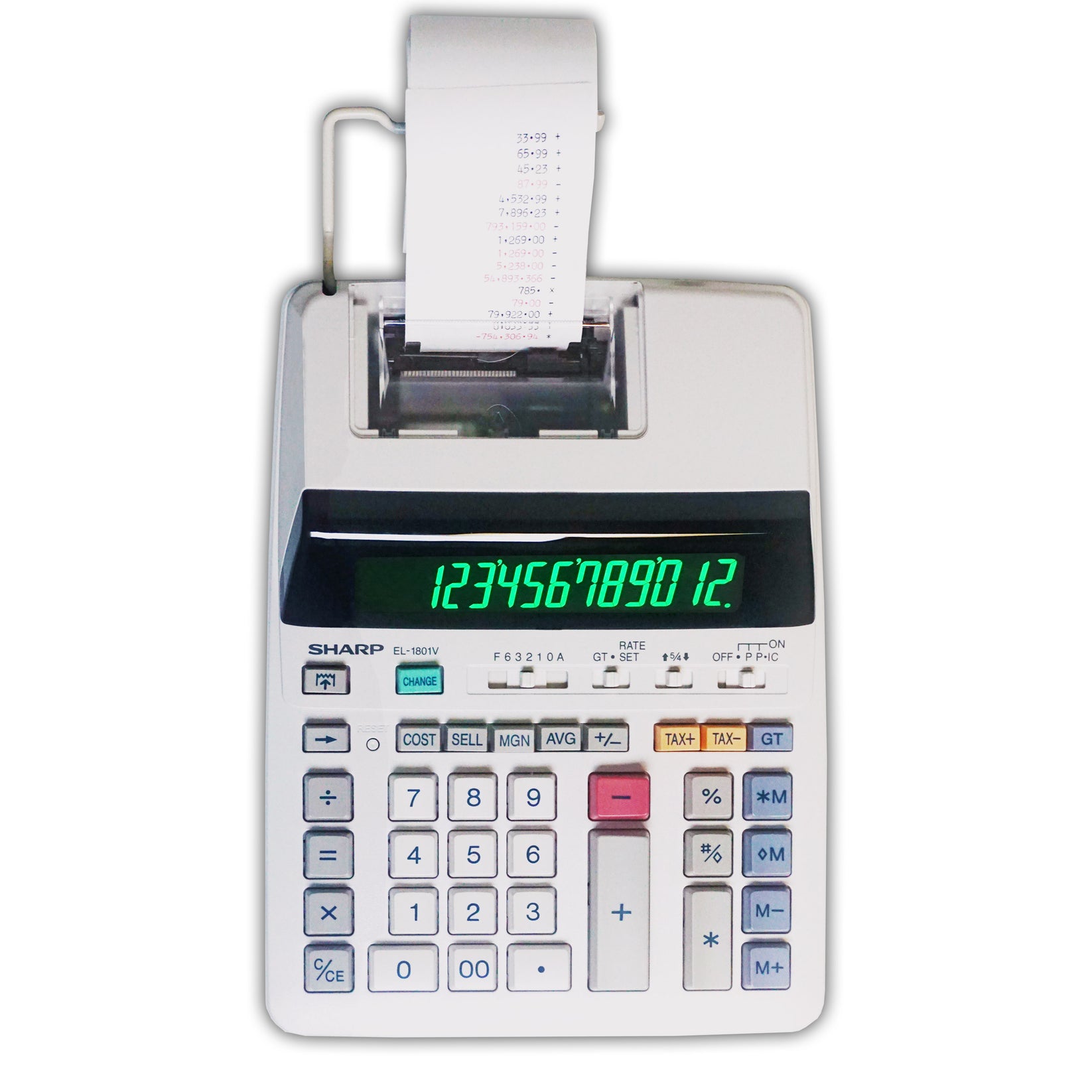 Sharp 12-Digit Printing Calculator with Extra-Large LCD Display (EL-18 ...