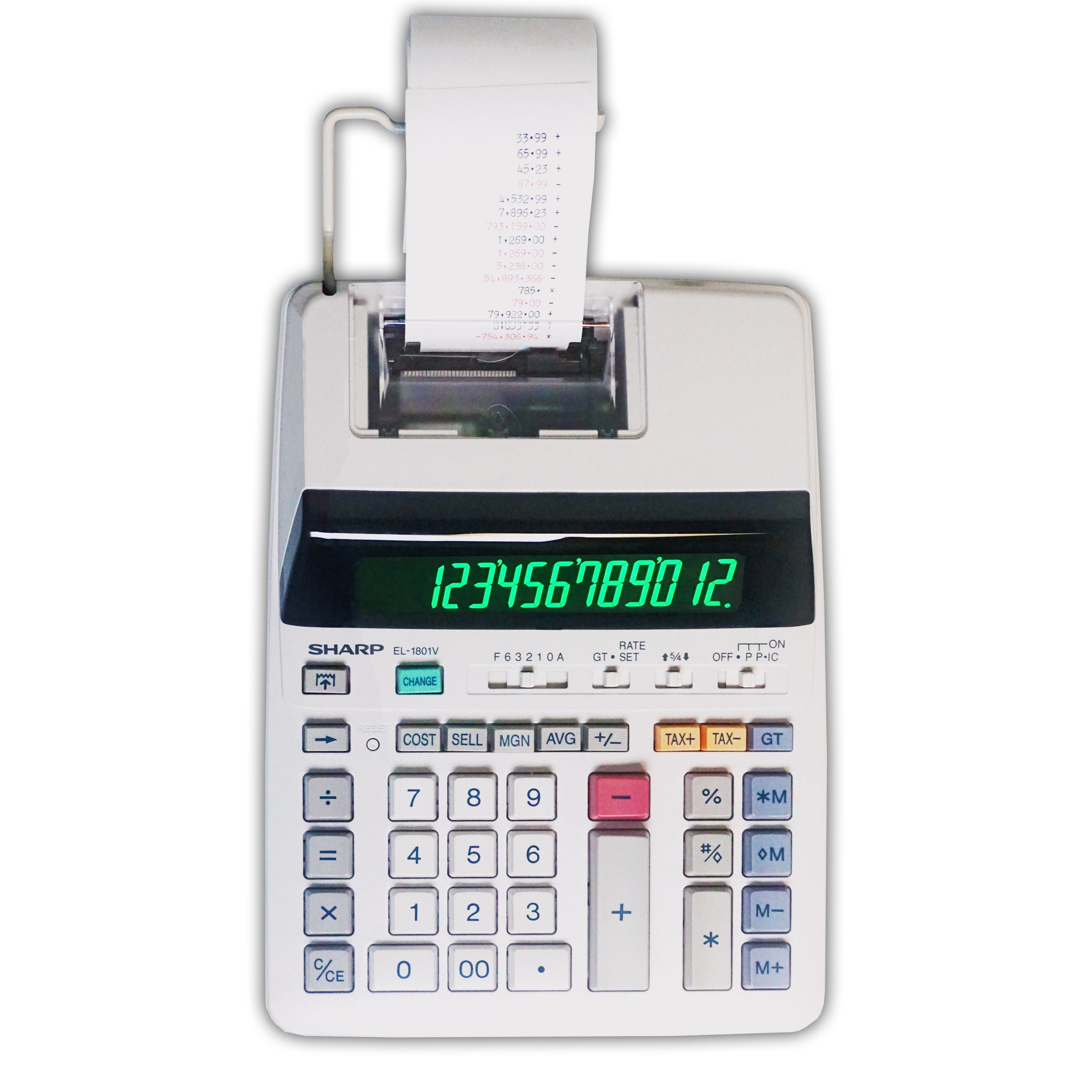 Sharp 12-Digit Printing Calculator with Extra-Large LCD Display (EL-18 ...