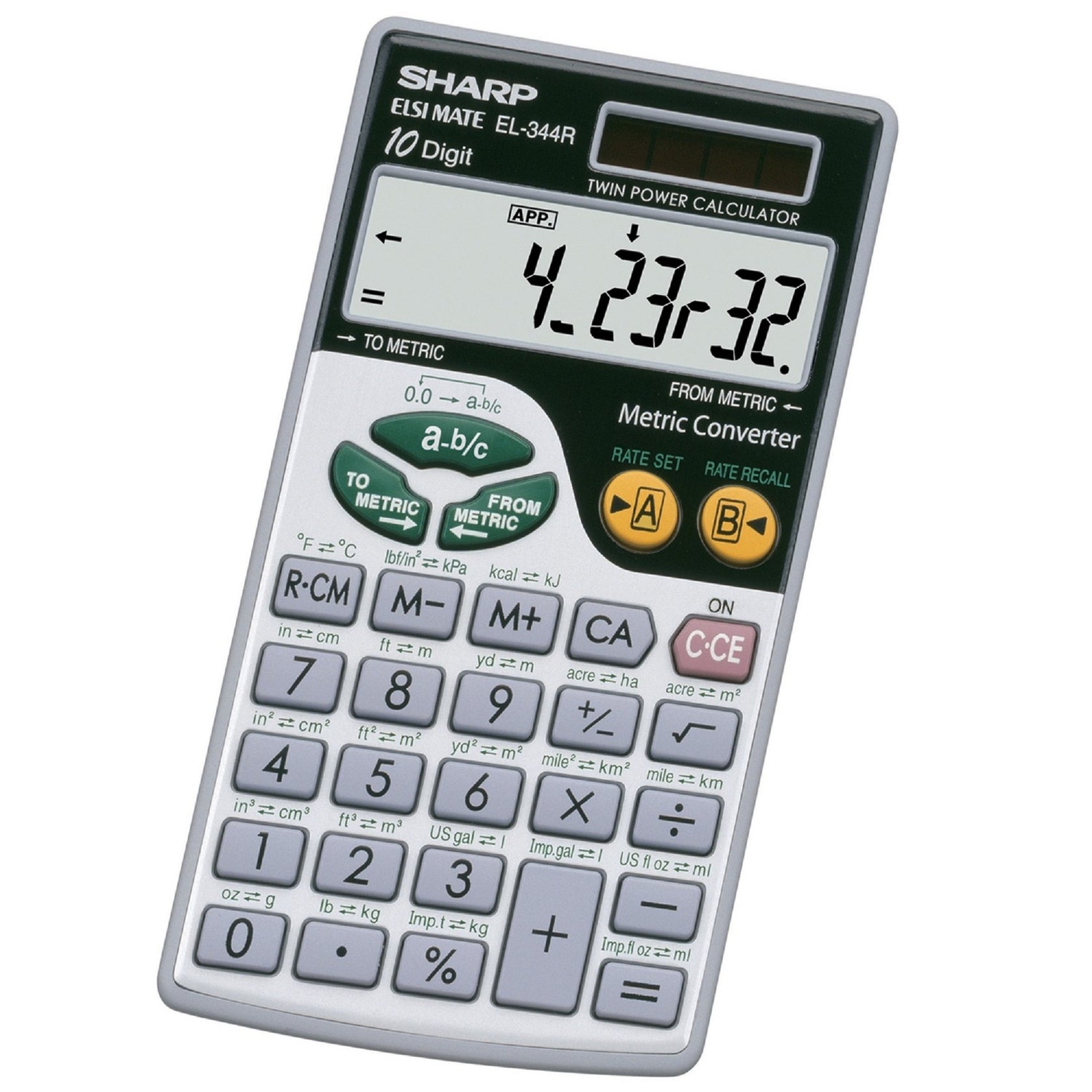 10 Digit Handheld Calculation with Metric Conversion Function (EL-344R ...